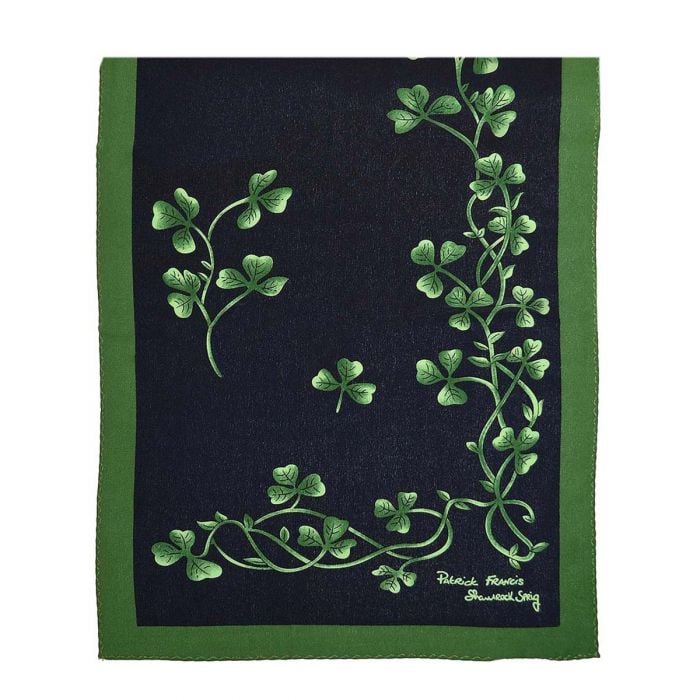 Patrick Francis Shamrock Sprig Silk Scarf Navy/Green - Celtic ...